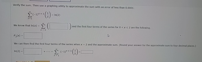 Solved Verify the sum. Then use a graphing utility to | Chegg.com