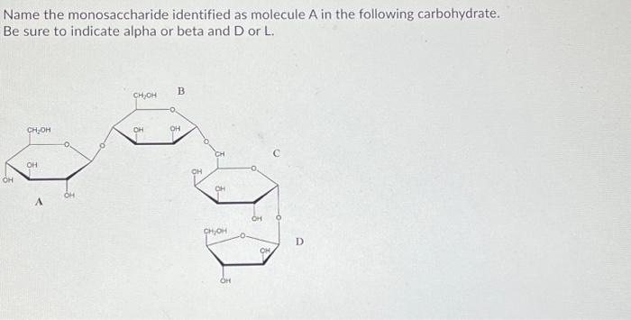 Solved Name the monosaccharide identified as molecule A in | Chegg.com