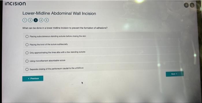 Solved Lower-Midline Abdominal Wall Incision (1) (2) 3 (4) | Chegg.com