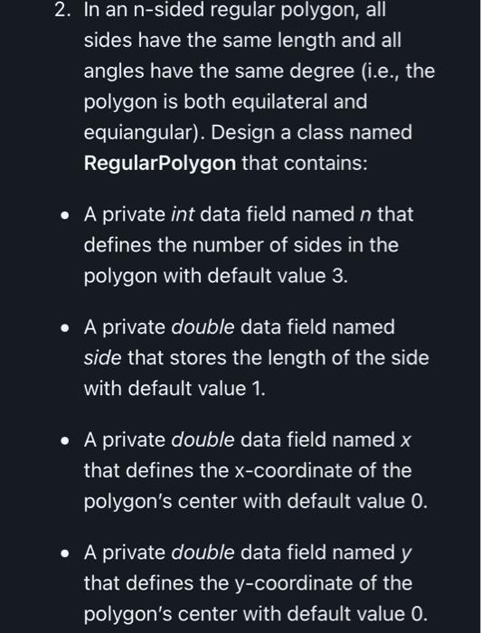 Solved 2. In an n-sided regular polygon, all sides have the | Chegg.com