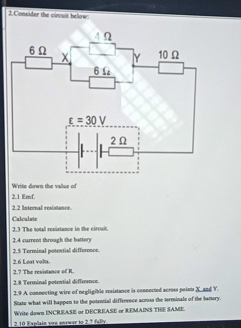 Solved 2. Consider the circuit below: Write down the value | Chegg.com