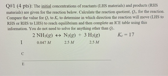 Solved Q#1 (4 pts): The initial concentrations of reactants | Chegg.com