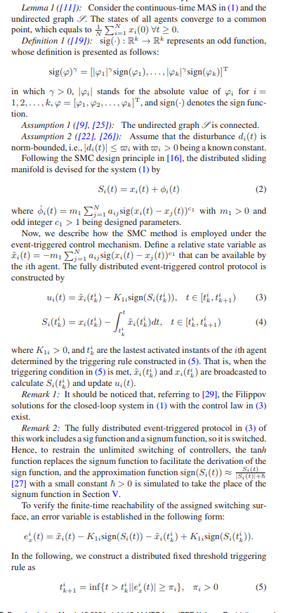 Lemma 1 ([11]): Consider the continuous-time MAS in | Chegg.com