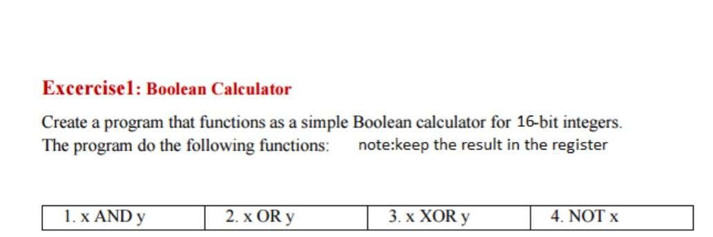 Solved Excercisel Boolean Calculator Create A Program That