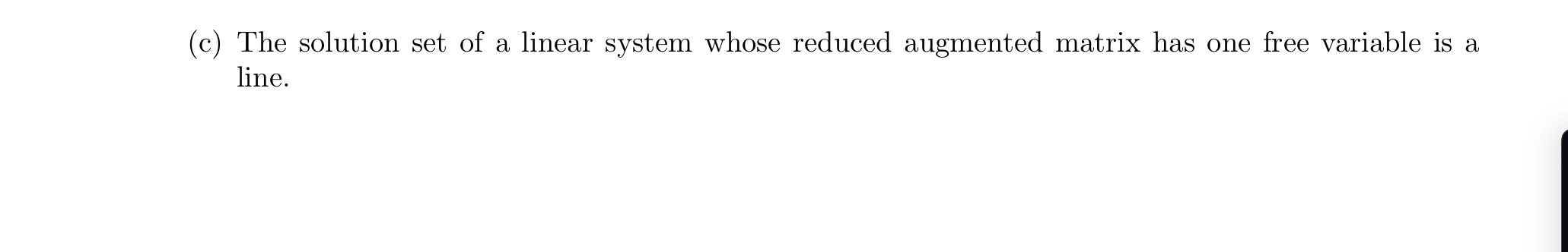 Solved True or False:(c) ﻿The solution set of a linear | Chegg.com
