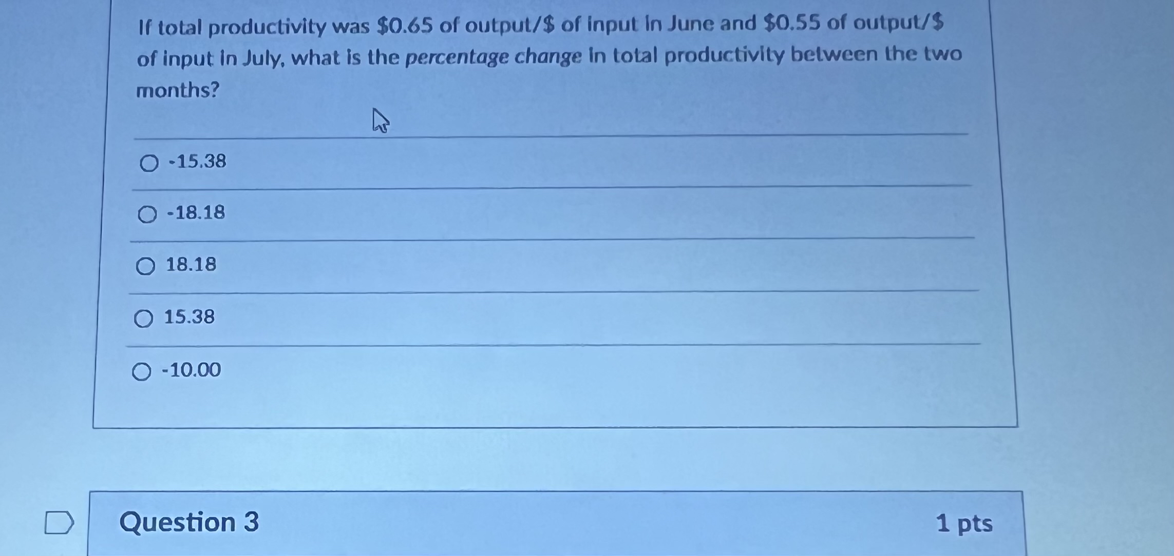 Solved If total productivity was $0.65 ﻿of output/ ﻿$ of | Chegg.com