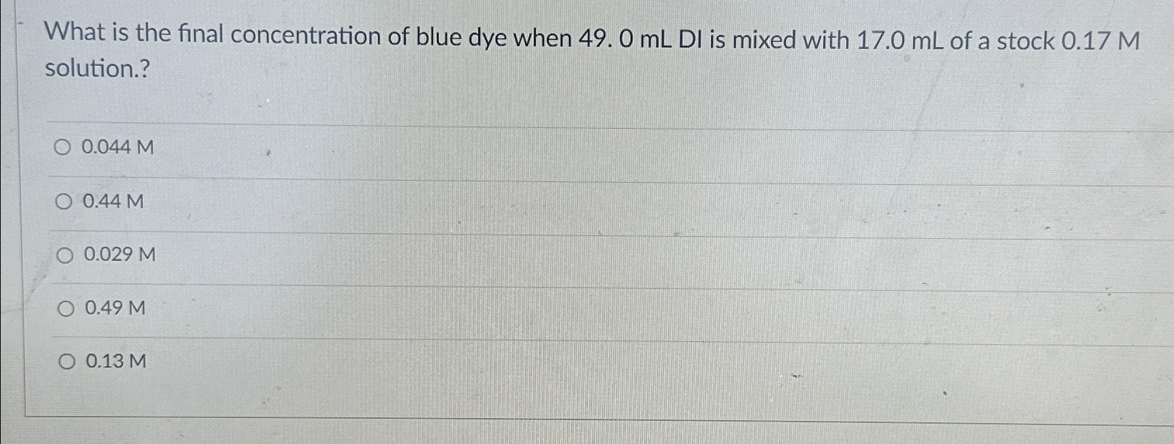 Solved What is the final concentration of blue dye when | Chegg.com