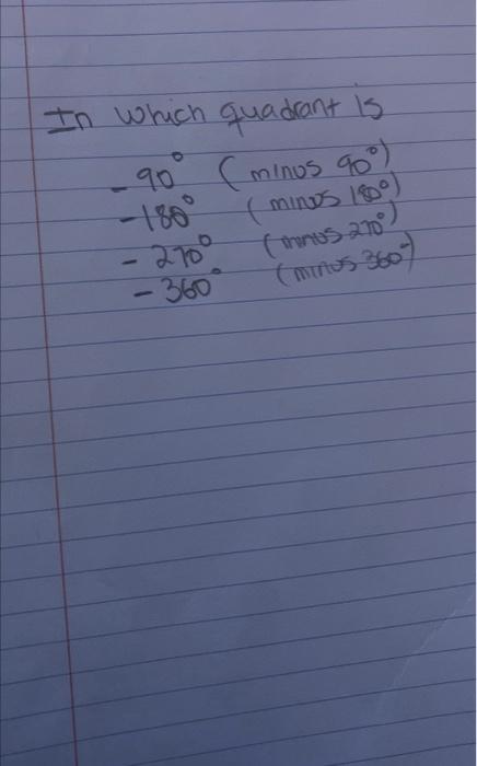 Solved In which quadrant is −90∘( minus | Chegg.com