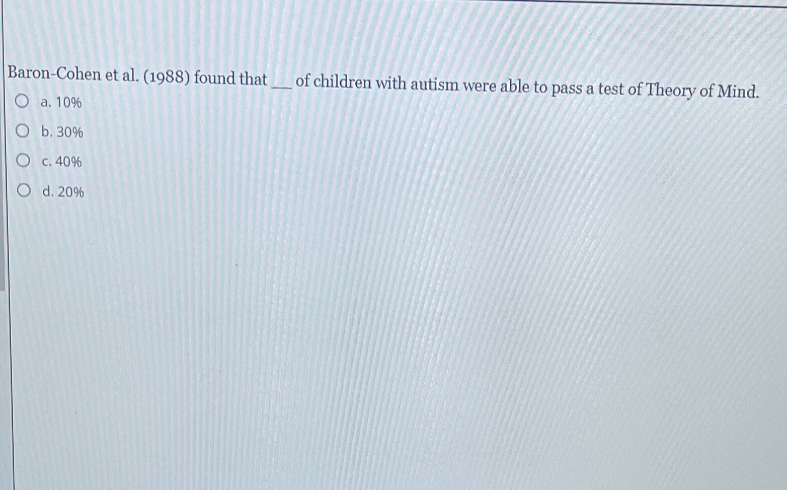 Solved Baron-Cohen et al. (1988) ﻿found that of children | Chegg.com