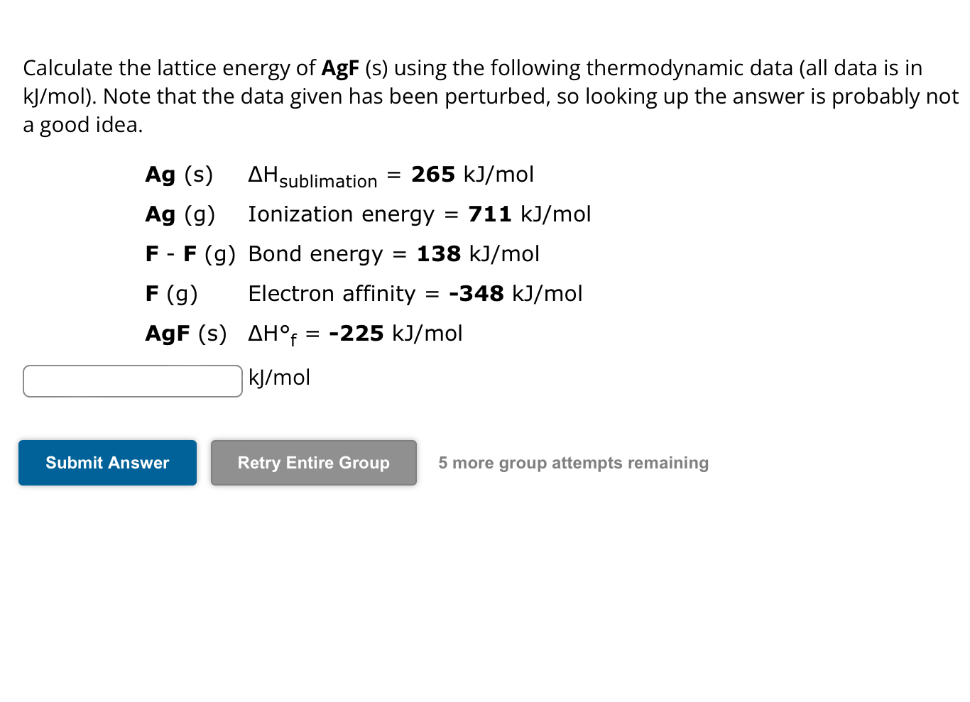Solved Calculate the lattice energy of ) ﻿using the | Chegg.com