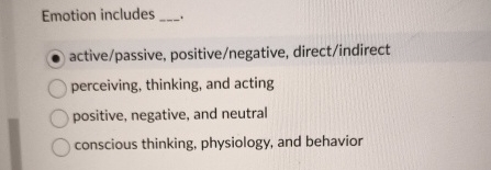 Solved Emotion includes q,active/passive, | Chegg.com