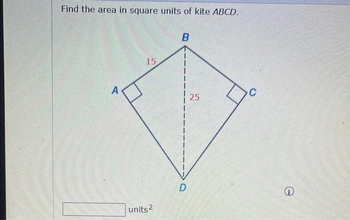 Solved Find the area in square units of kite ABCD. | Chegg.com