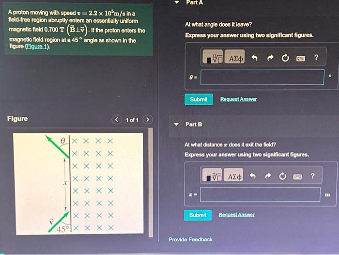 Solved A proton moving with speed v=2.2×105 m/s in a | Chegg.com