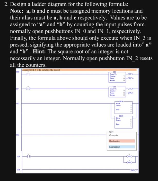 2. Design a ladder diagram for the following formula: | Chegg.com
