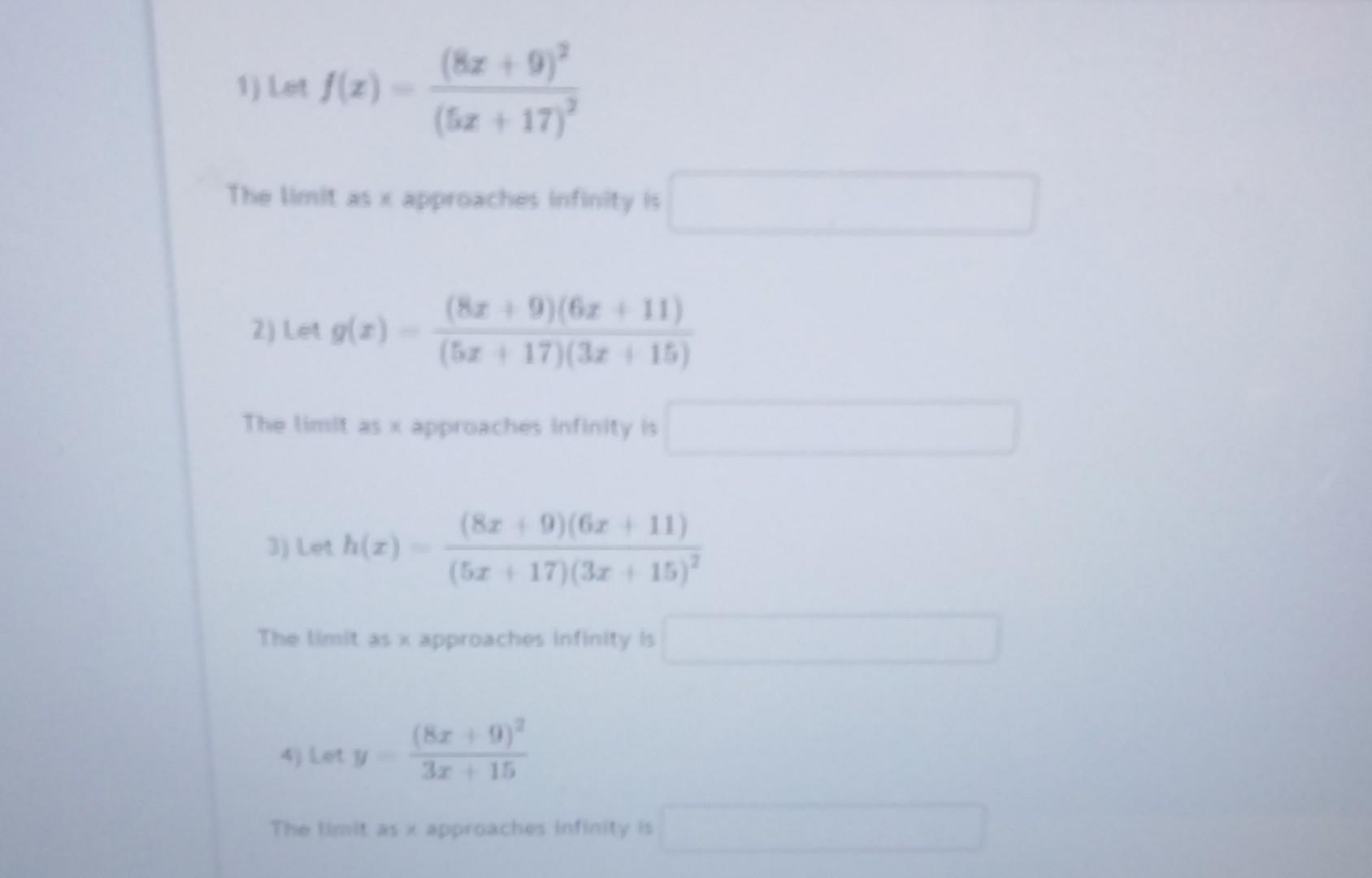 Solved 1 Let F X The Limit As X Approaches Infinity