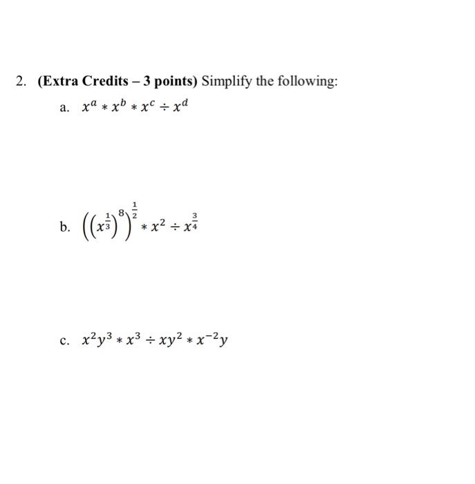 Solved (Extra Credits -3 points) Simplify the following: a. | Chegg.com