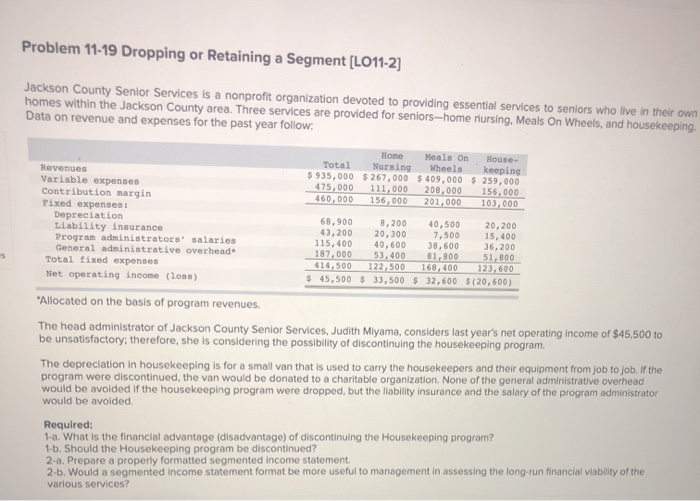 Solved Problem 11-19 Dropping or Retaining a Segment | Chegg.com