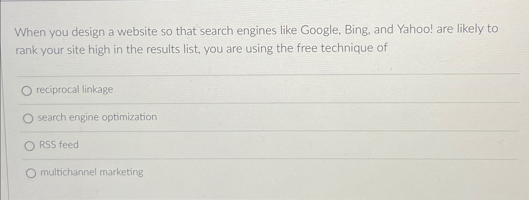 Solved When you design a website so that search engines like | Chegg.com
