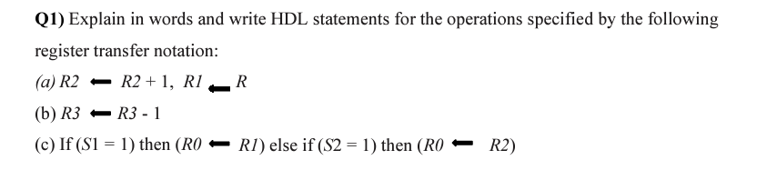 Solved Explain in words and write HDL statements for the | Chegg.com