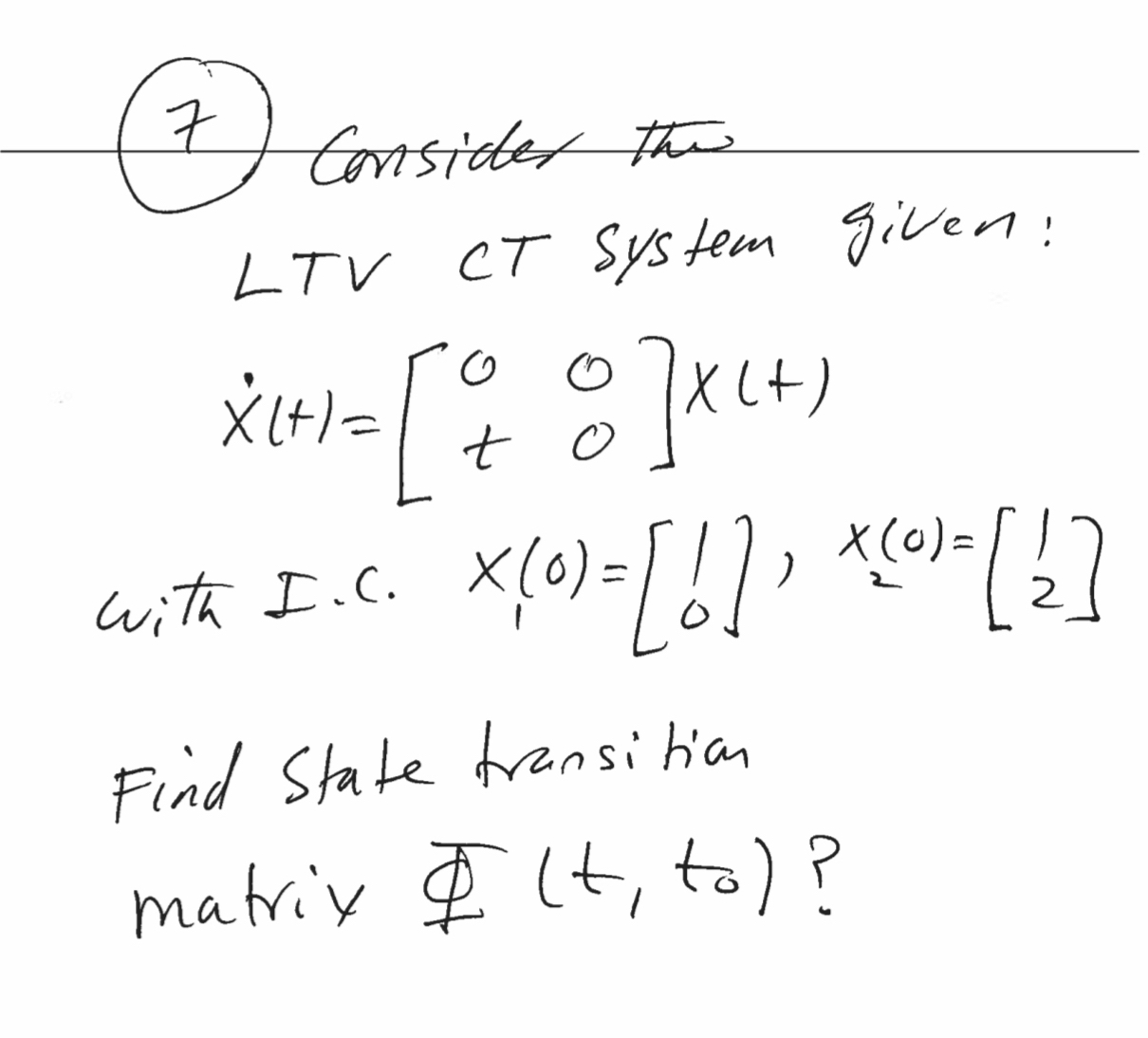 Solved (7) Consider the LTV CT system | Chegg.com Solved (7) Consider the LTV CT system | Chegg.com