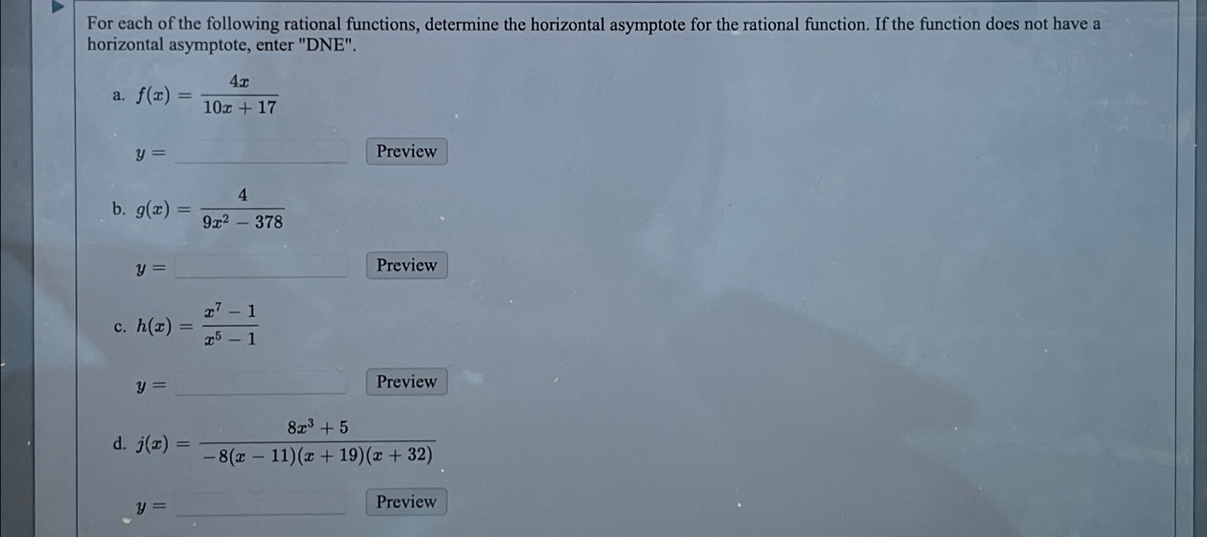 Solved For each of the following rational functions, | Chegg.com