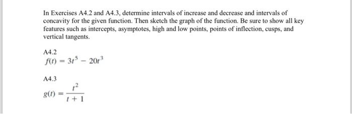 Solved In Exercises A4.2 and A4.3, determine intervals of | Chegg.com