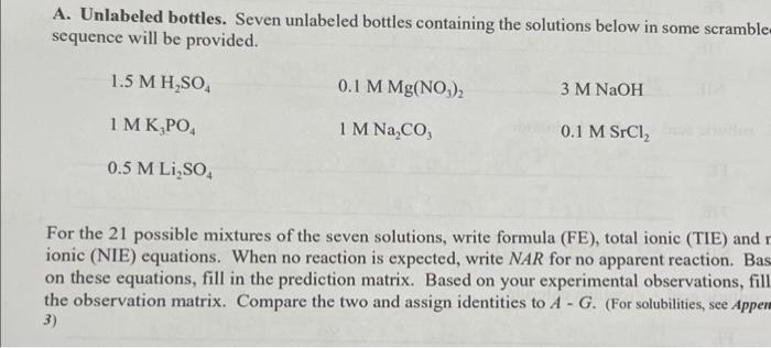 A. Unlabeled bottles. Seven unlabeled bottles | Chegg.com