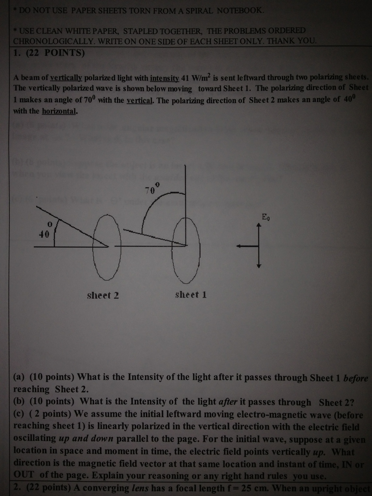 Solved A beam of vertically polarized light with intensity | Chegg.com
