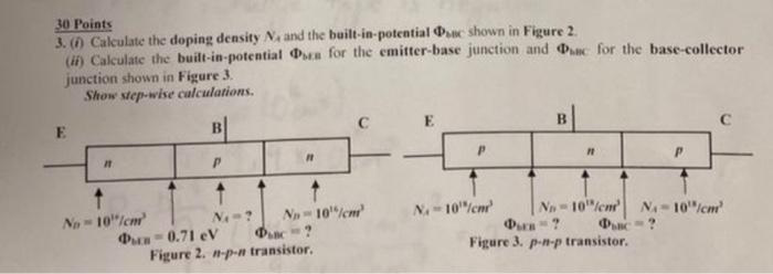 [Solved]: 30 Points 3. (f) Calculate the doping density