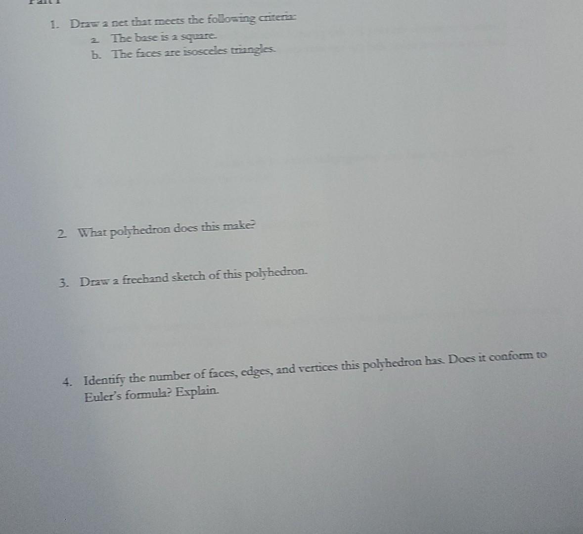 Solved 1. Draw a net that meets the following criterin 2 The | Chegg.com