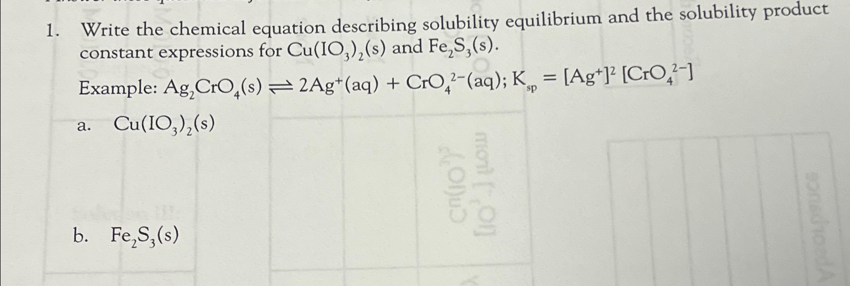 Solved Write the chemical equation describing solubility | Chegg.com