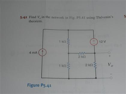 Solved Find V0 in the network in Fig P5.41. Using Th venin's | Chegg.com