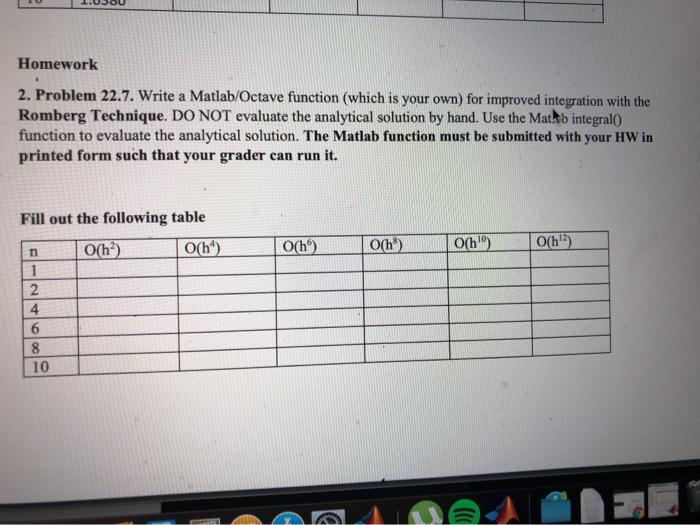 Homework 2. Problem 22.7. Write a Matlab/Octave | Chegg.com