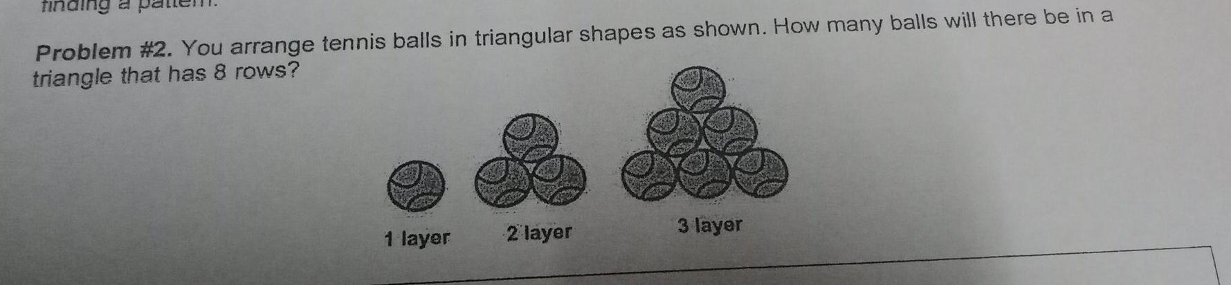 Solved Problem #2. You arrange tennis balls in triangular | Chegg.com