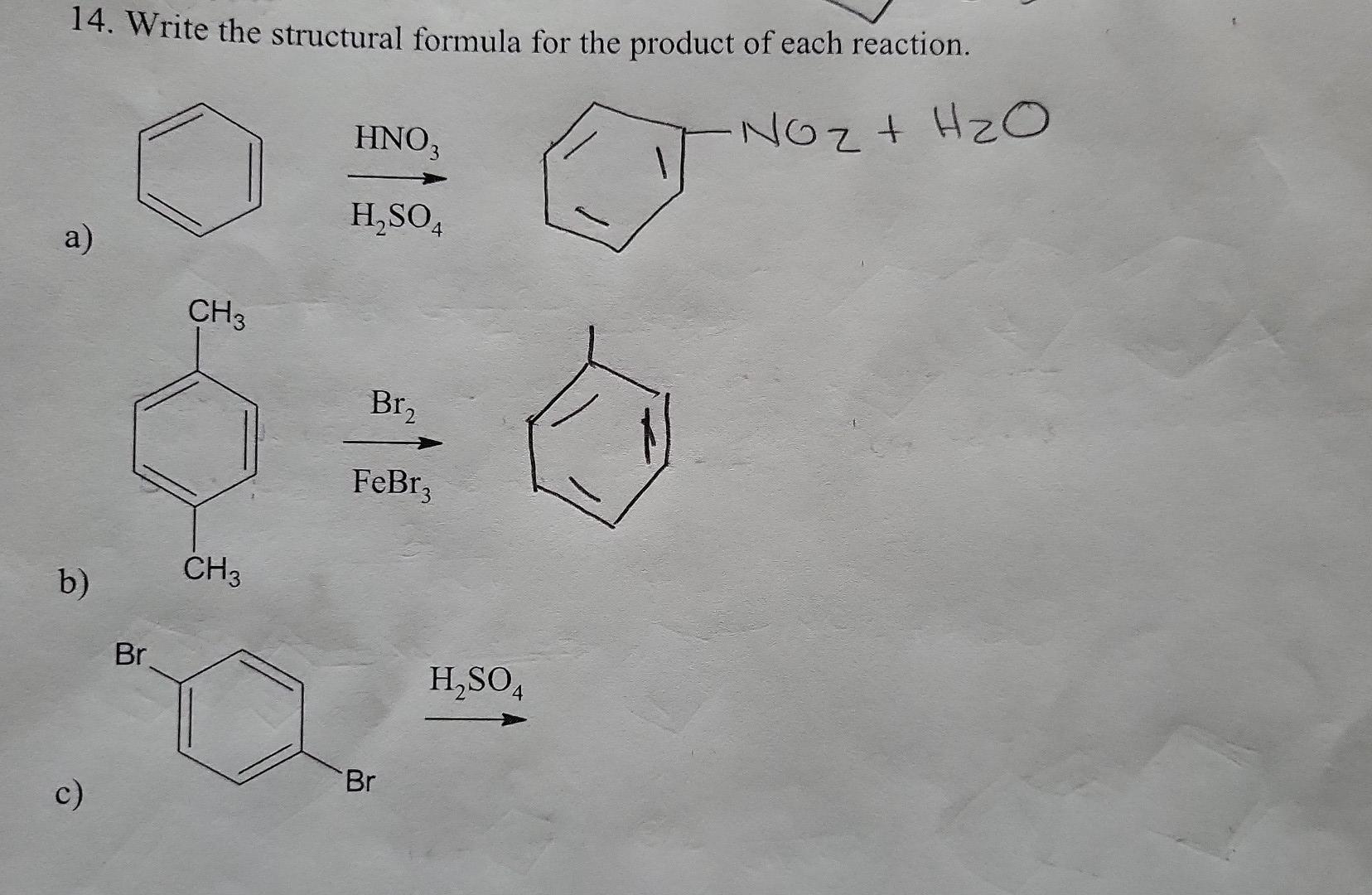 Solved 14. Write the structural formula for the product of | Chegg.com