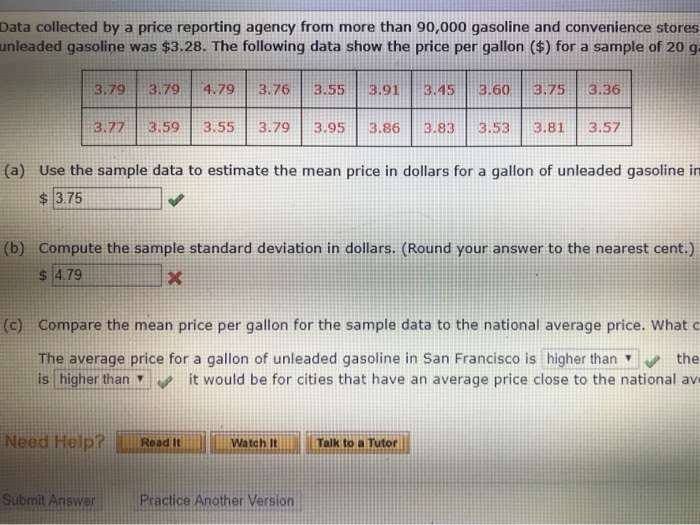 Solved Data collected by a price reporting agency from more | Chegg.com