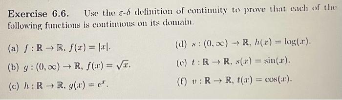 Solved Exercise 6 6 Use The ε−δ Definition Of Continuity To