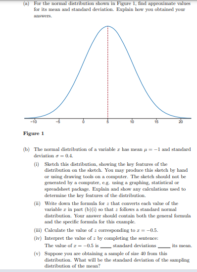 Solved (a) ﻿For the normal distribution shown in Figure 1, | Chegg.com