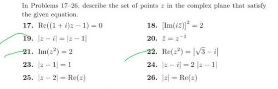 Solved In Problems 17-26, describe the set of points z in | Chegg.com