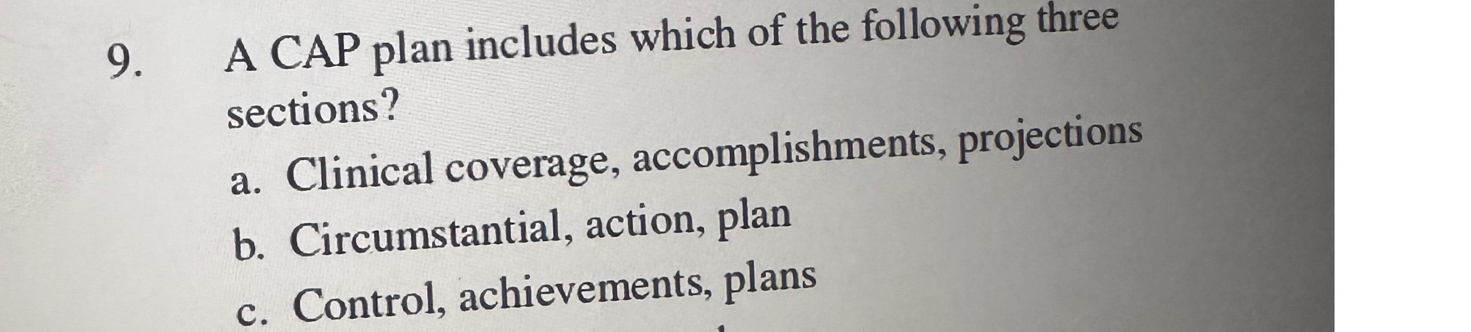Solved A CAP plan includes which of the following three | Chegg.com