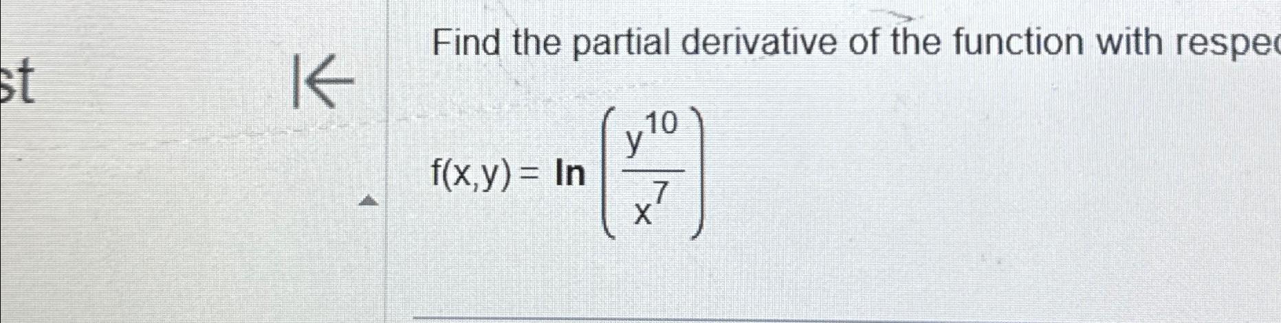 Solved Find the partial derivative of the function with | Chegg.com