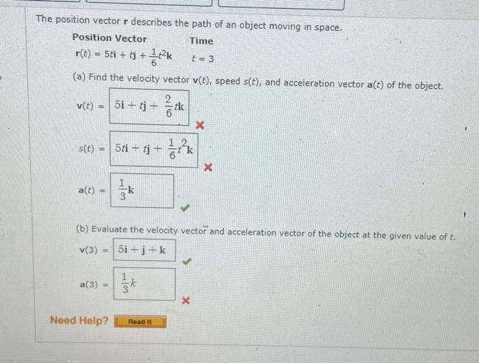 Solved The position vector r describes the path of an object | Chegg.com