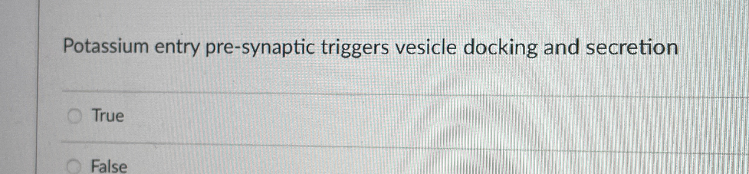 Solved Potassium entry pre-synaptic triggers vesicle docking | Chegg.com