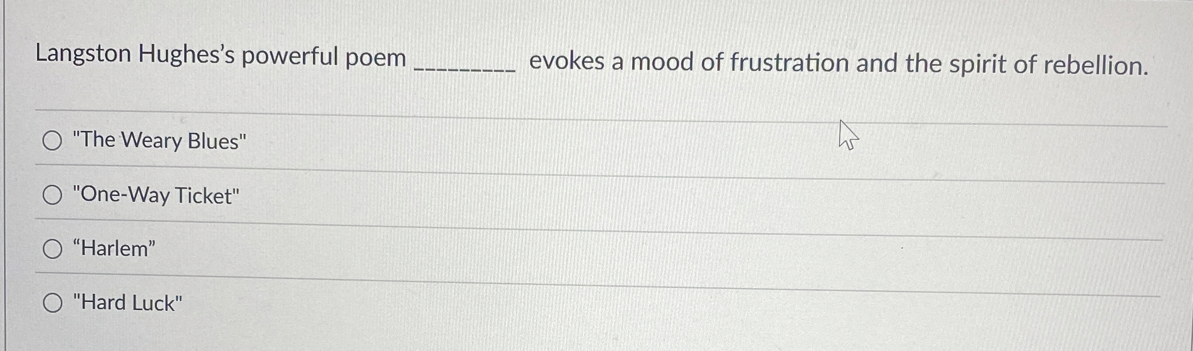 Solved Langston Hughes's powerful poemevokes a mood of | Chegg.com