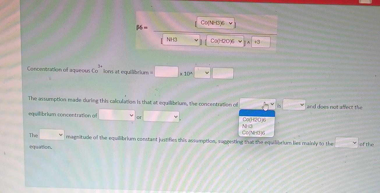 Solved A. Assume that in the reaction of [Co(H2O)6]3+ ions | Chegg.com