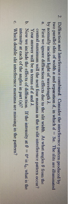 Solved 2. Diffraction and Interference combined. Consider | Chegg.com