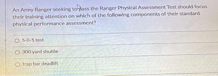 Solved An Army Ranger seeking to pass the Ranger Physical | Chegg.com