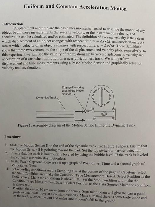 Solved Uniform and Constant Acceleration Motion Introduction | Chegg.com