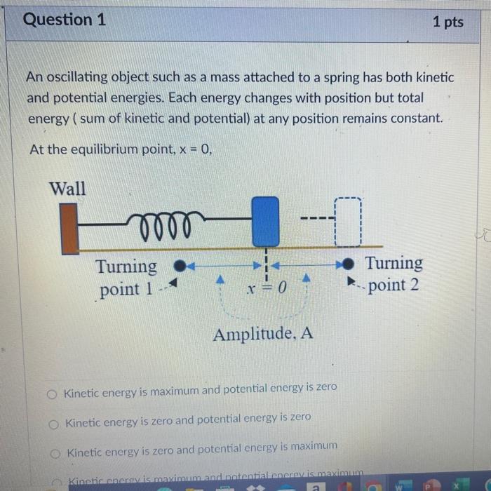 Solved An oscillating object such as a mass attached to a | Chegg.com