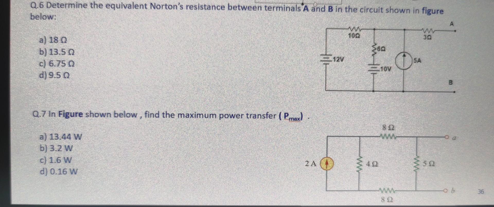 Solved Q.7 In Figure shown below, find the maximum power | Chegg.com